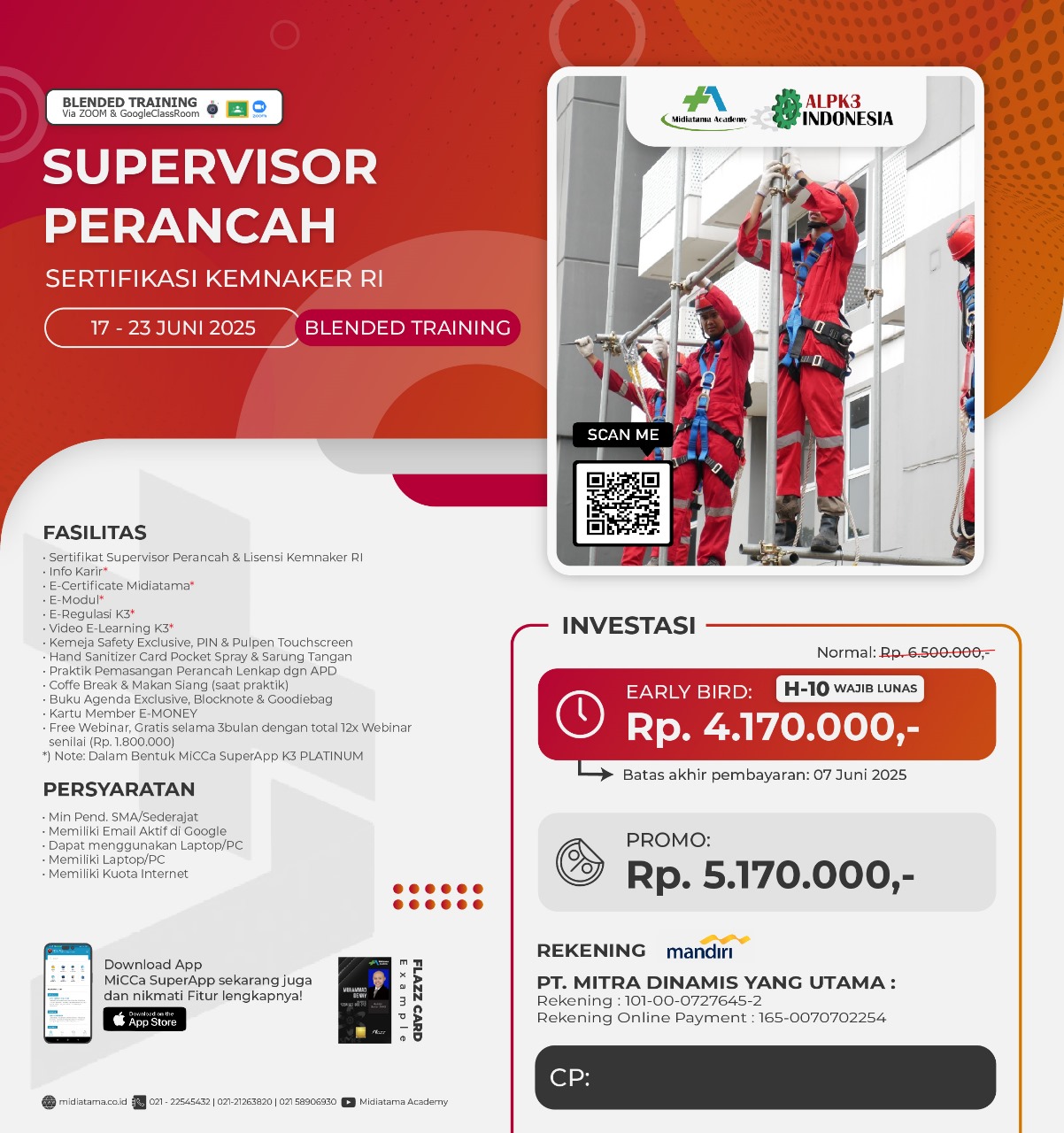 Supervisor Perancah Batch 66 | Midiatama Academy - PJK3 Tersertifikasi Kemenaker & BNSP